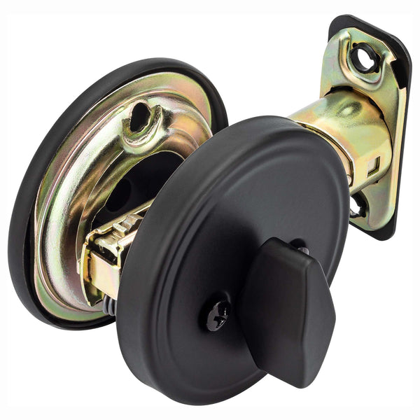 Single Sided Keyless Deadbolt With Exterior Plate - Matte Black Finish - Harney Hardware