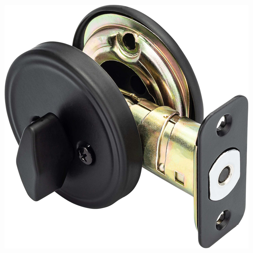 Single Sided Keyless Deadbolt With Exterior Plate - Matte Black Finish ...