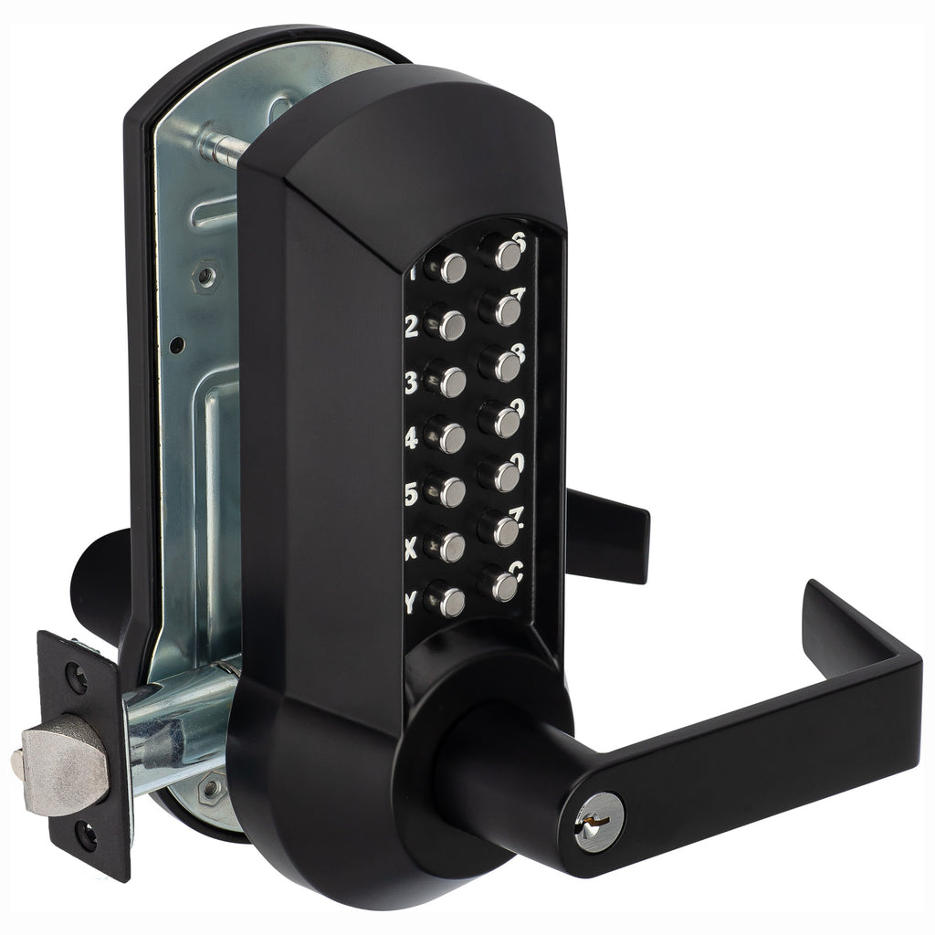 Mechanical Keyless Single Sided Door Lever Set - Powder Coated Matte ...