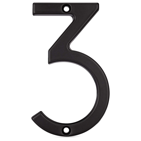 4 In. Contemporary House Number 3 - Matte Black Finish - Harney Hardware