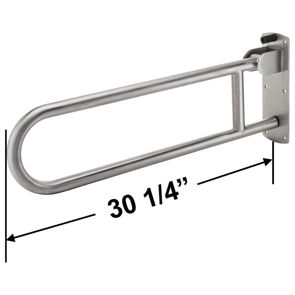 Bathroom Swing Up Grab Bar - Satin Stainless Steel - Harney Hardware