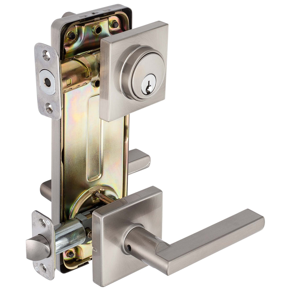 Interconnected Door Lock Reversible Passage Lever - Satin Nickel ...