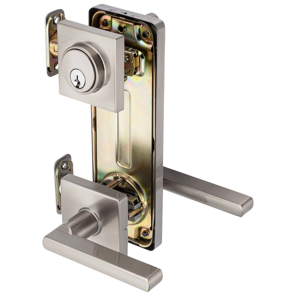Interconnected Door Lock Reversible Passage Lever - Satin Nickel ...