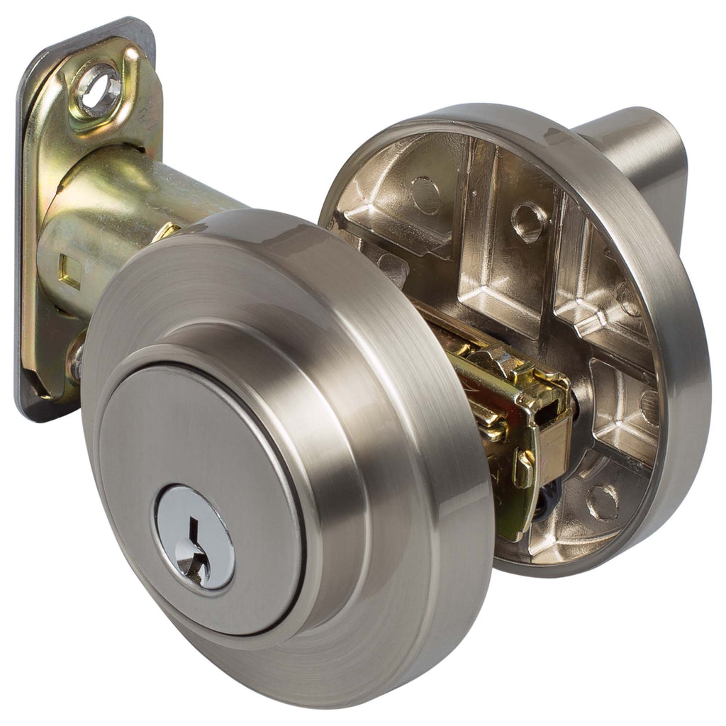 Keyed Single Cylinder Contemporary Deadbolt - Satin Nickel - Harney ...
