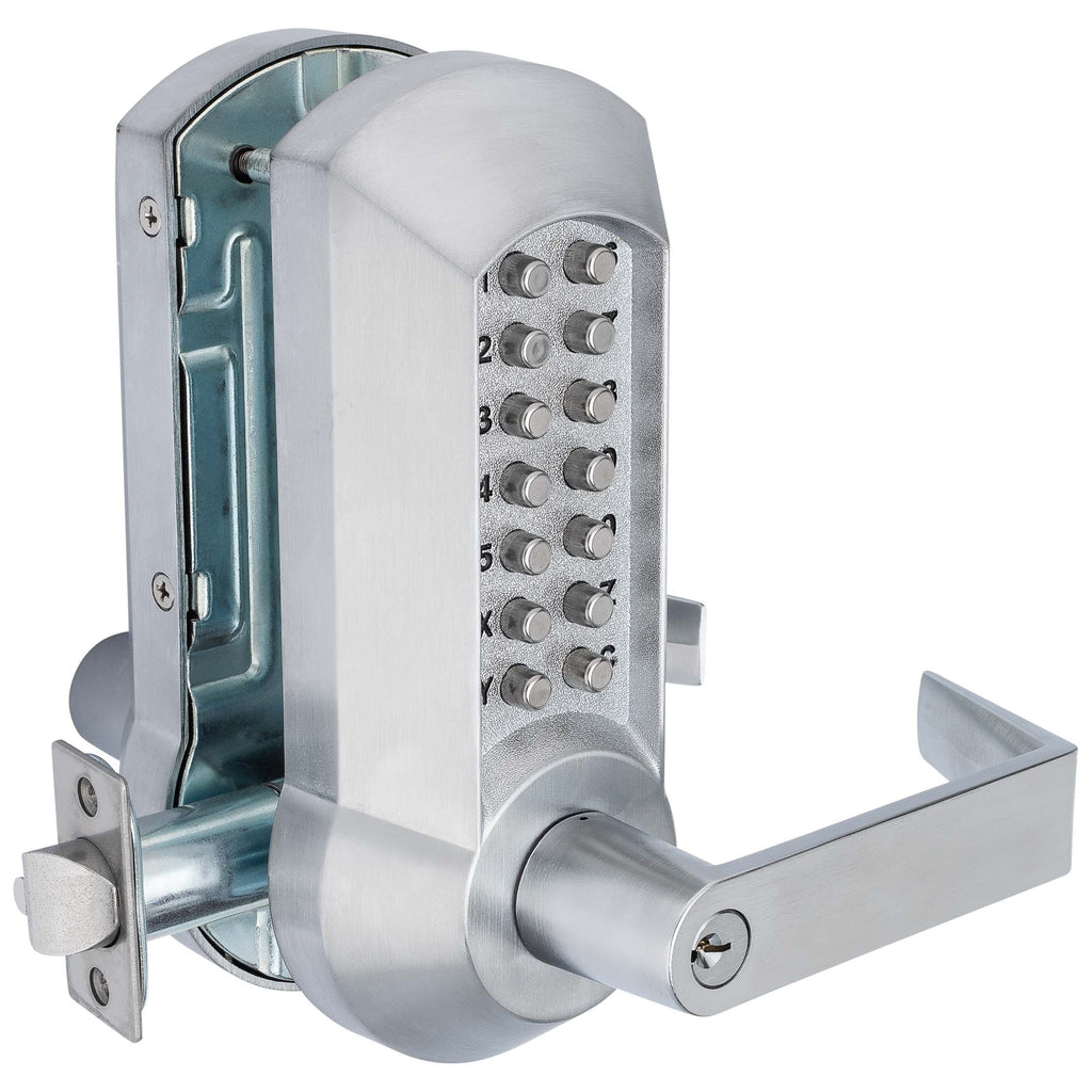 Mechanical Keyless Double Sided Door Lever Set - Satin Chrome Finish ...