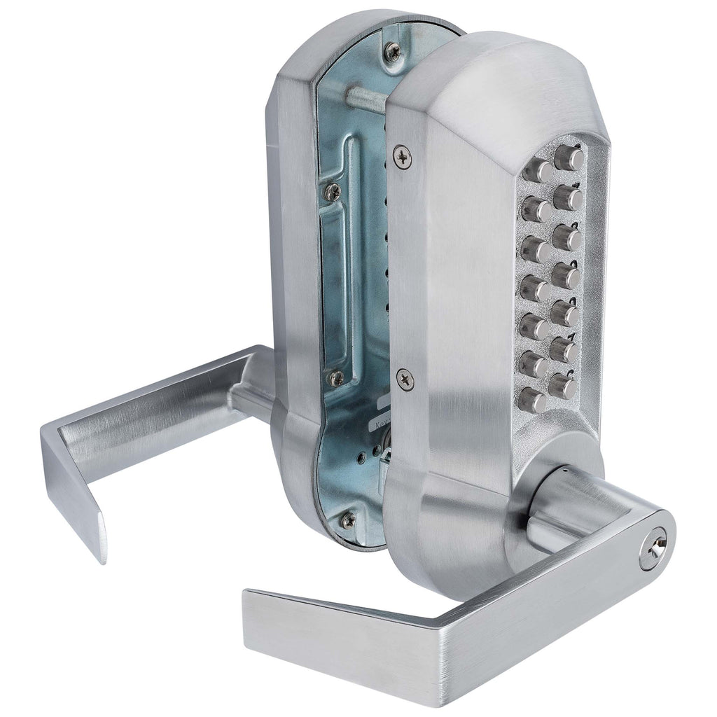 Mechanical Keyless Double Sided Door Lever Set - Satin Chrome Finish ...